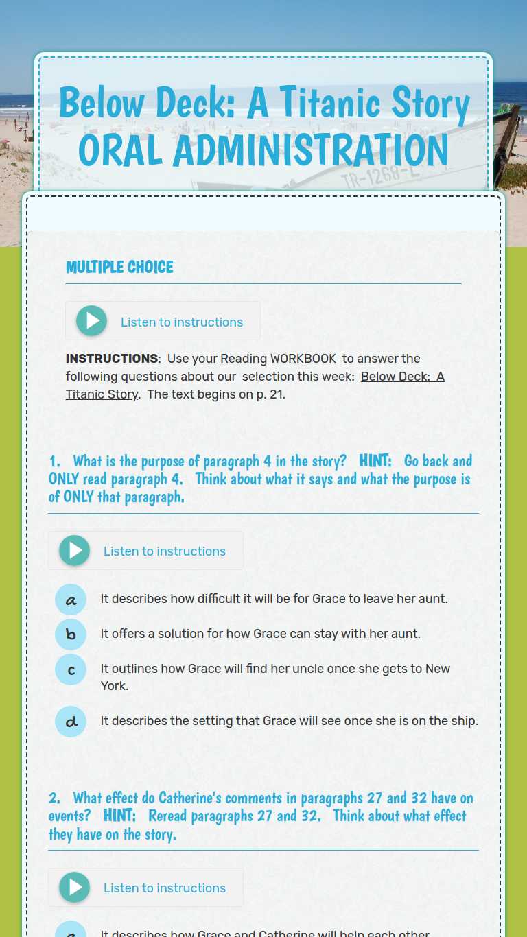 Below Deck: A Titanic Story | Interactive Worksheet by Charlene Winters ...