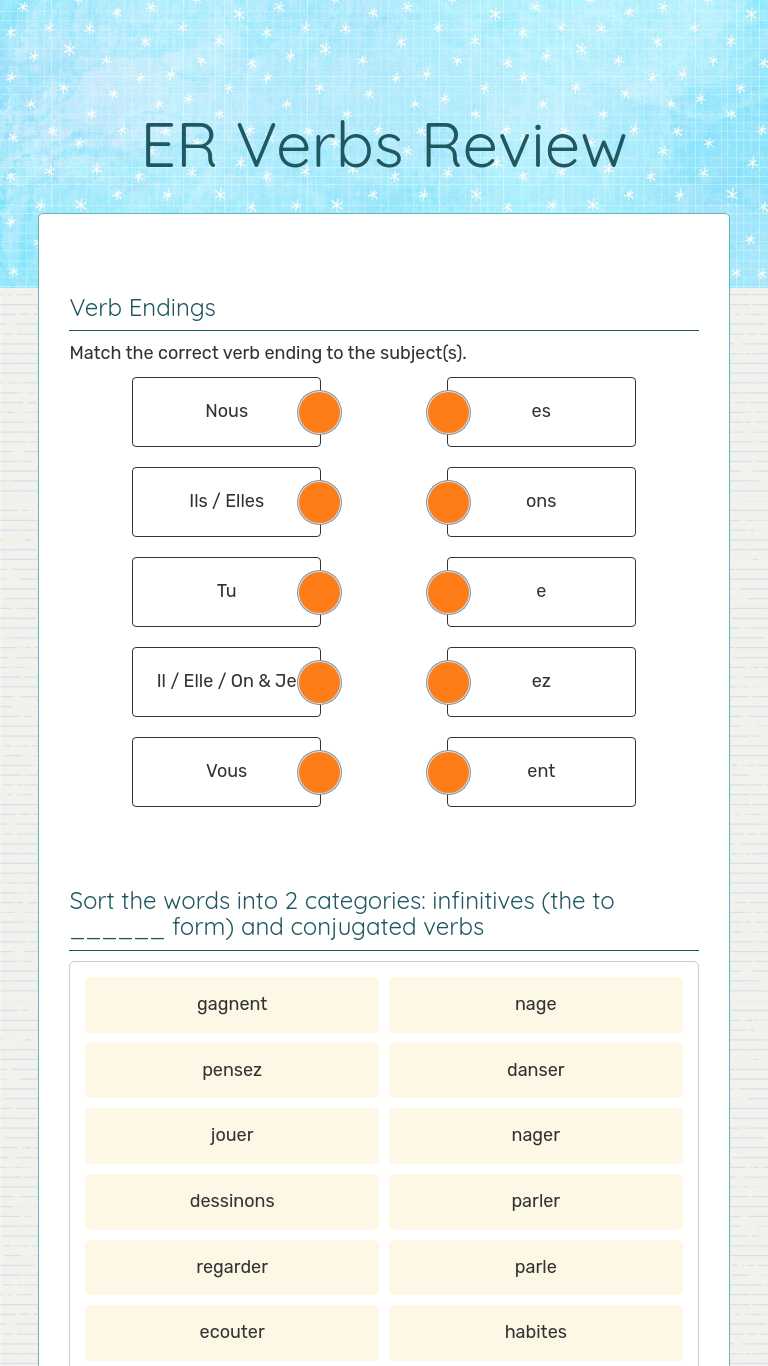 ER VerbsReview worksheet