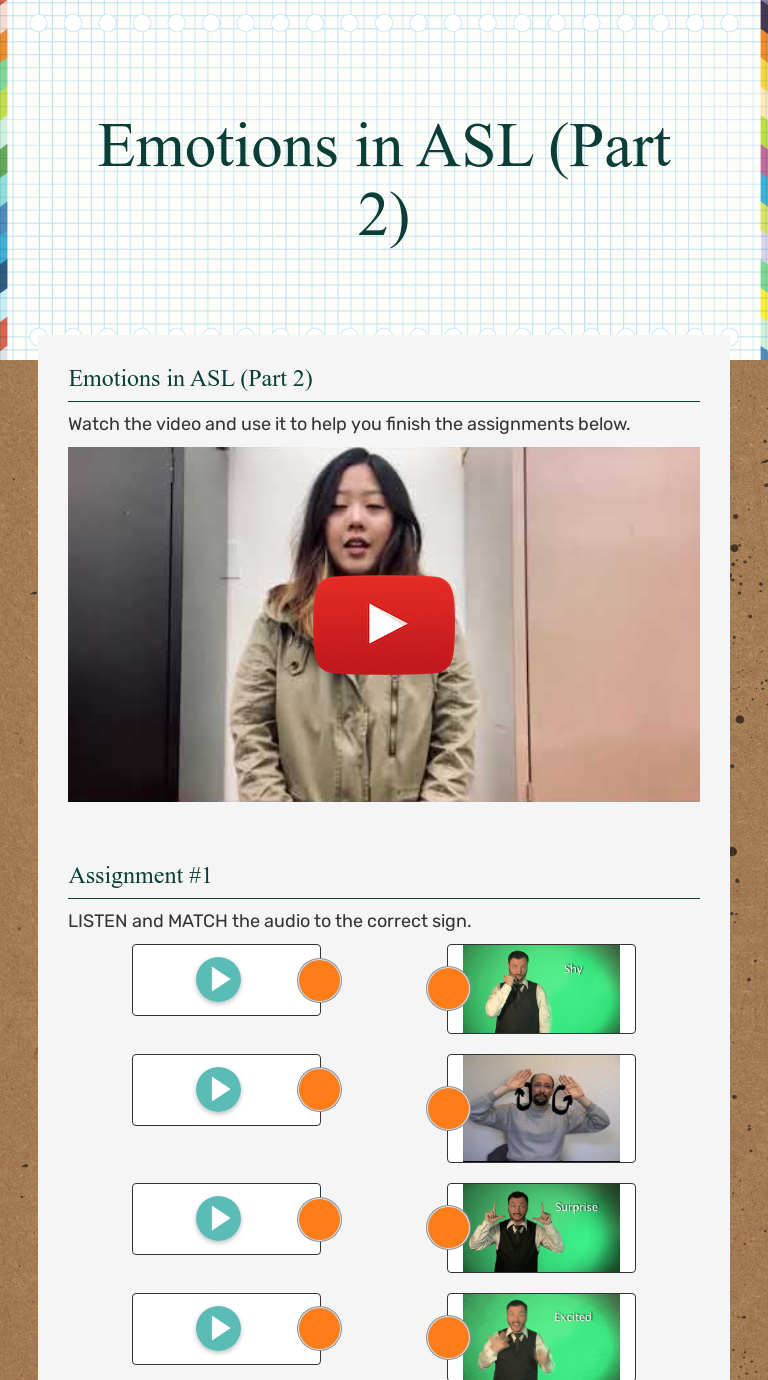 Emotions in ASL (Part 2) | Interactive Worksheet by asl practice | Wizer.me