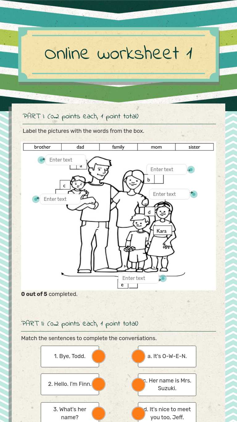 Online worksheet 1 worksheet