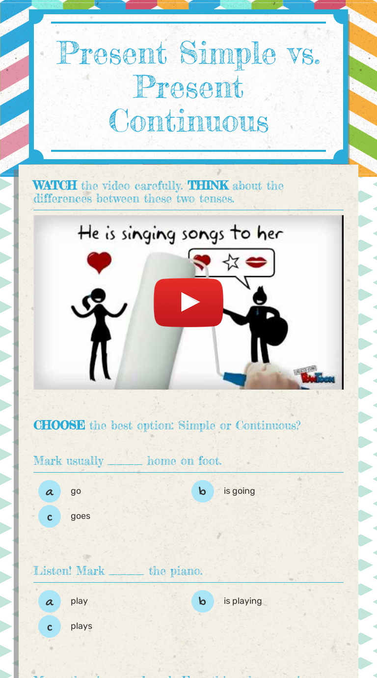 Present Continuous Vs Simple Present Interactive Worksheet Present