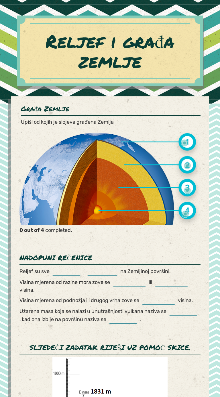 Reljef I Gra a Zemlje Interactive Worksheet By Anita ota Wizer me