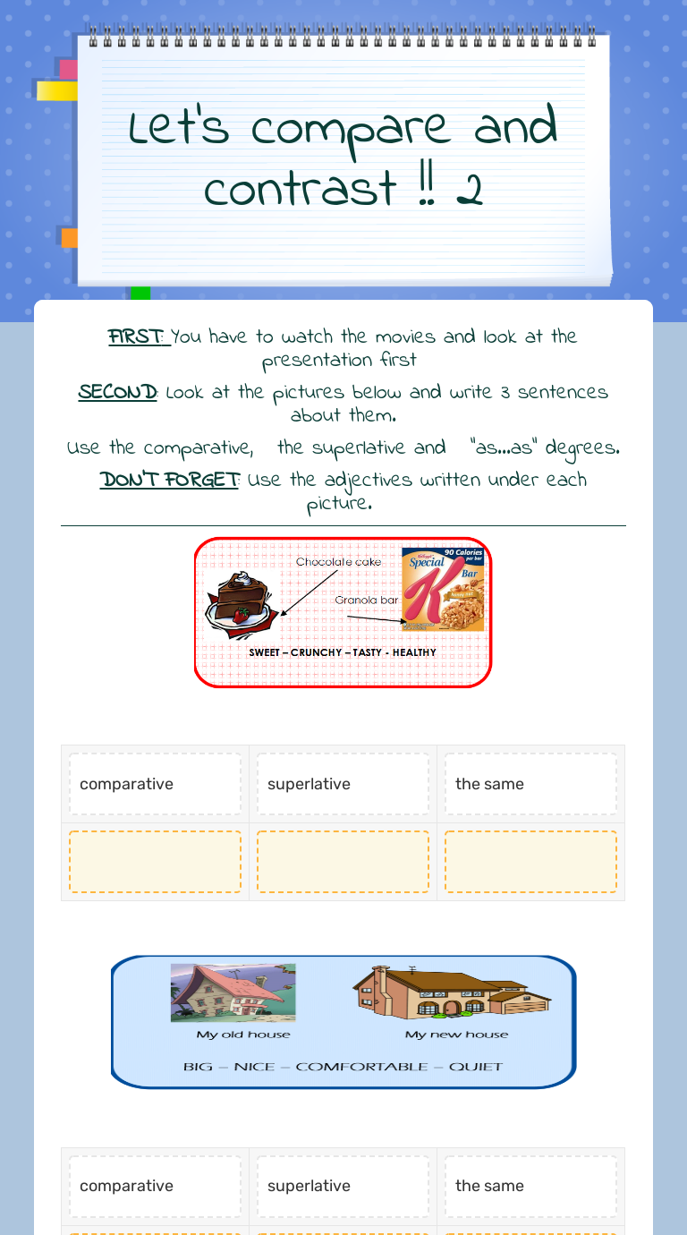 Let's compare and contrast !! worksheet