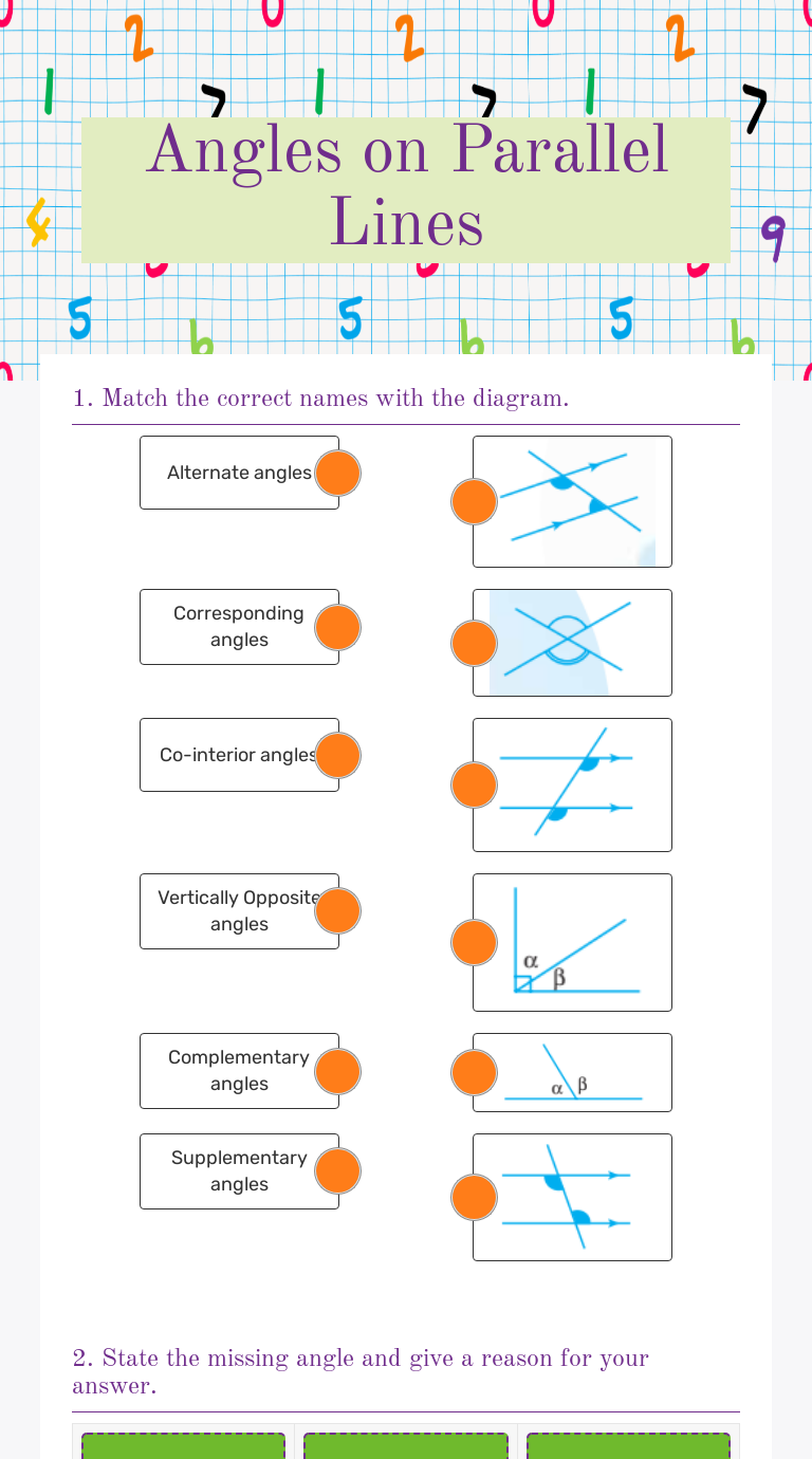 Angles on Parallel Lines | Interactive Worksheet by Lisa Warrener ...