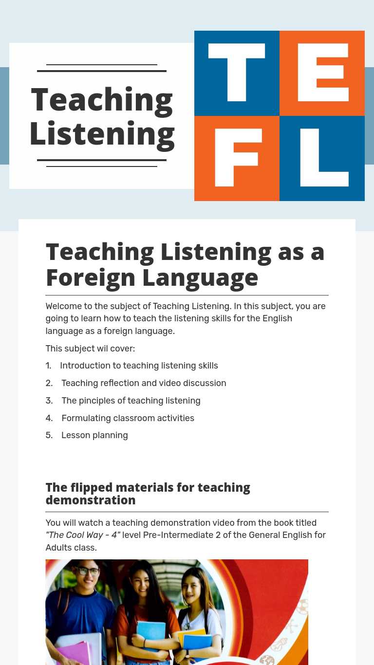 Teaching Listening worksheet