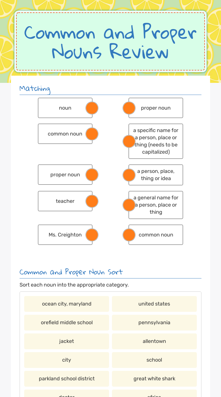 Common and Proper Nouns Review by Ayra Mae Limin | Interactive ...
