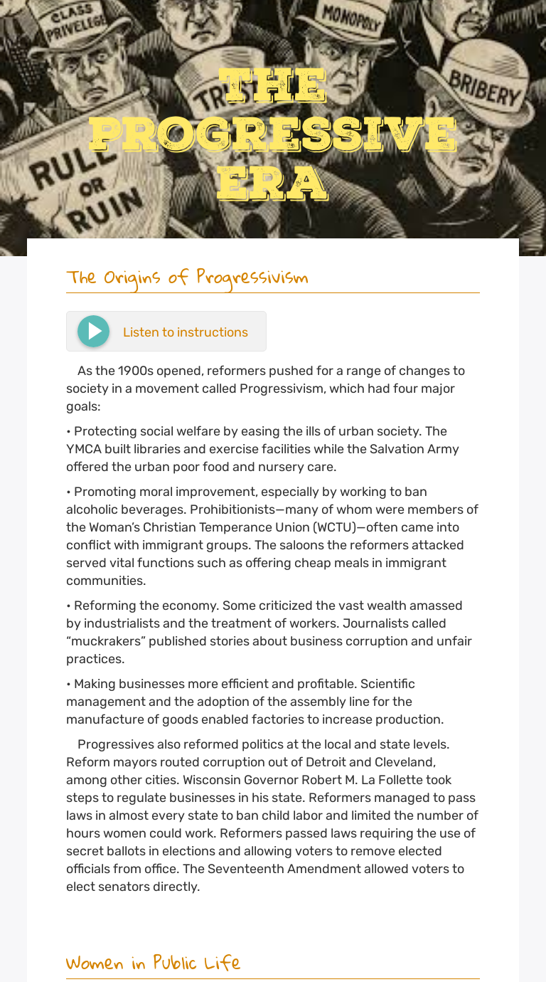 The Progressive Era worksheet