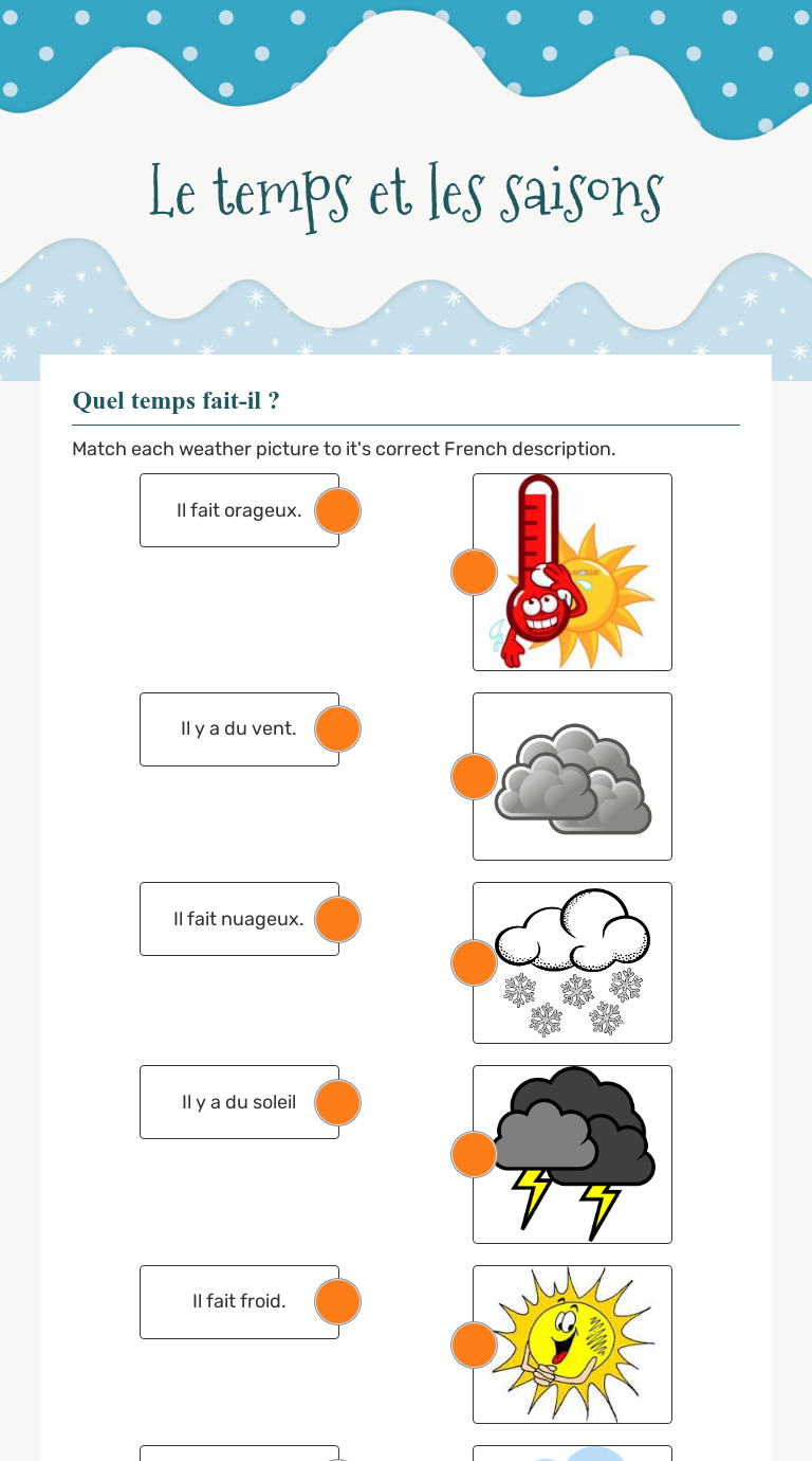 Le temps et les saisons | Interactive Worksheet by KOREY WHEATLEY ...