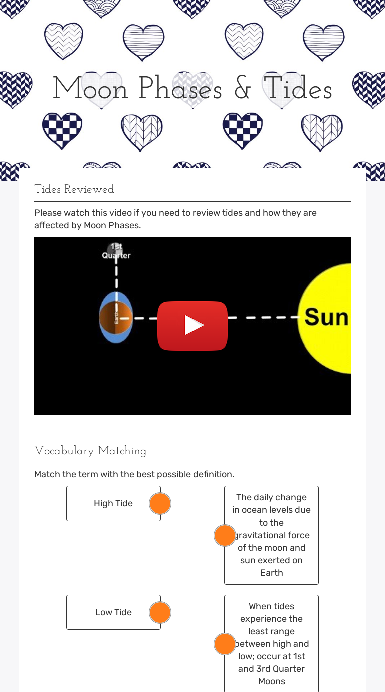 Phases Of The Moon And Tides Worksheet