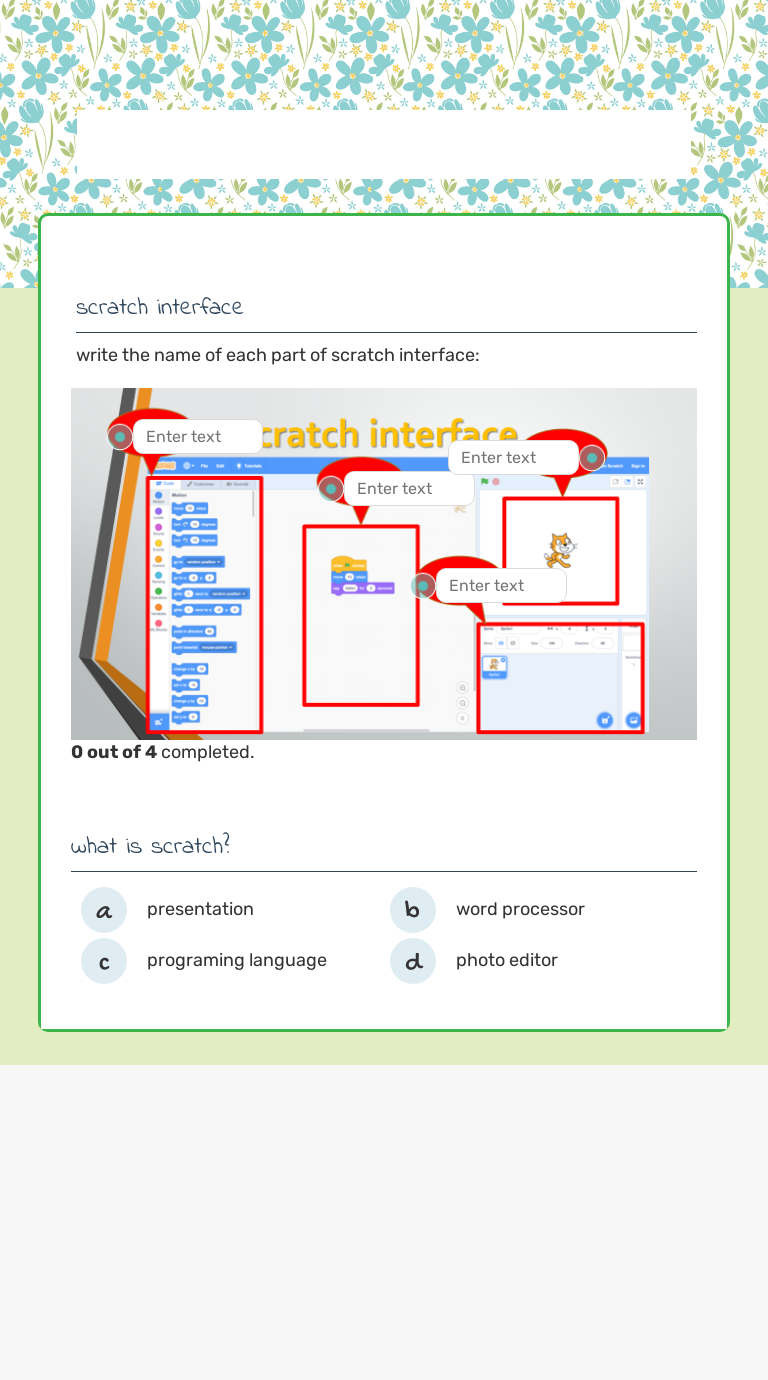 Scratch Interface Interactive Worksheet By Faten Faisal Wizerme 