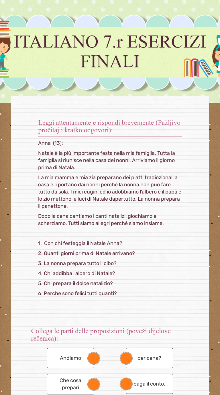 ITALIANO 7.r ESERCIZI FINALI | Interactive Worksheet by Ines Peric ...