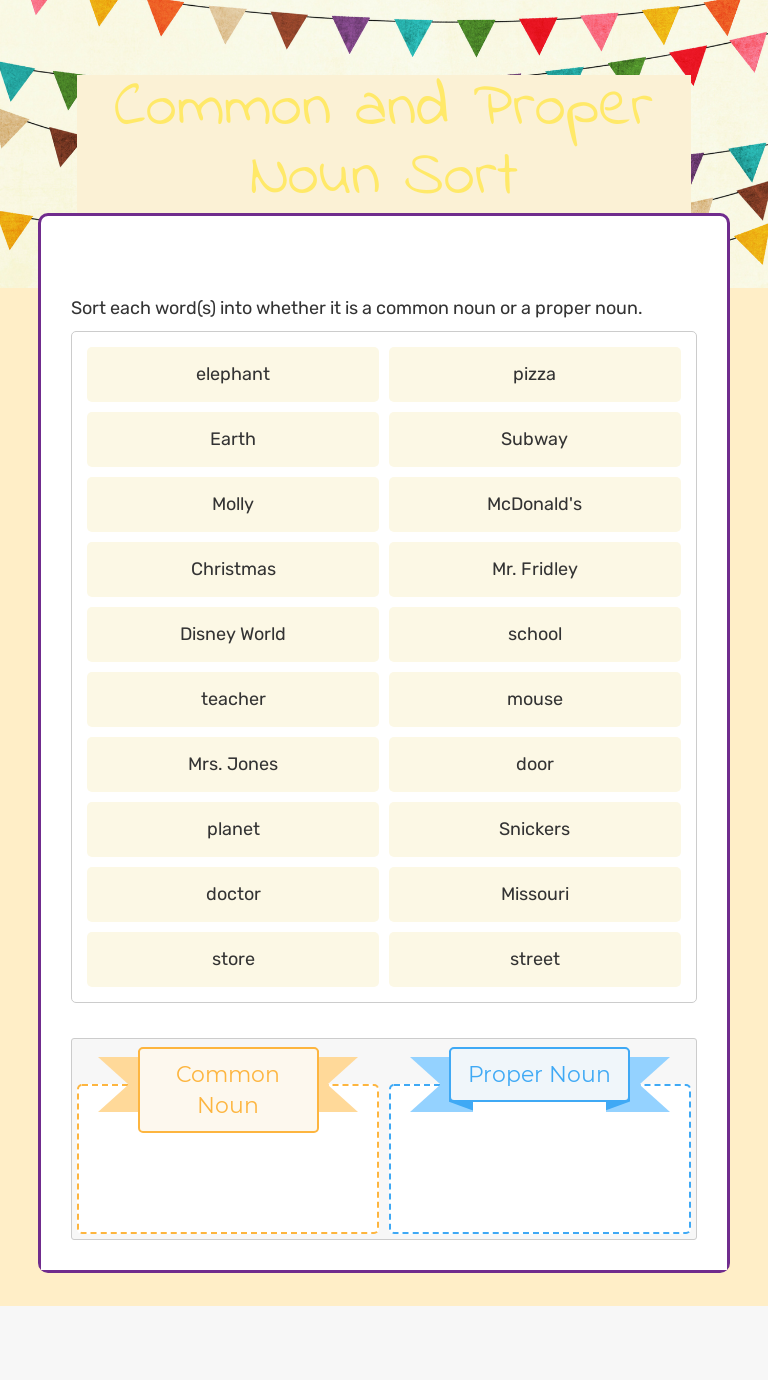 Common and Proper Noun Sort by Casey Kuhljuergen | Interactive ...