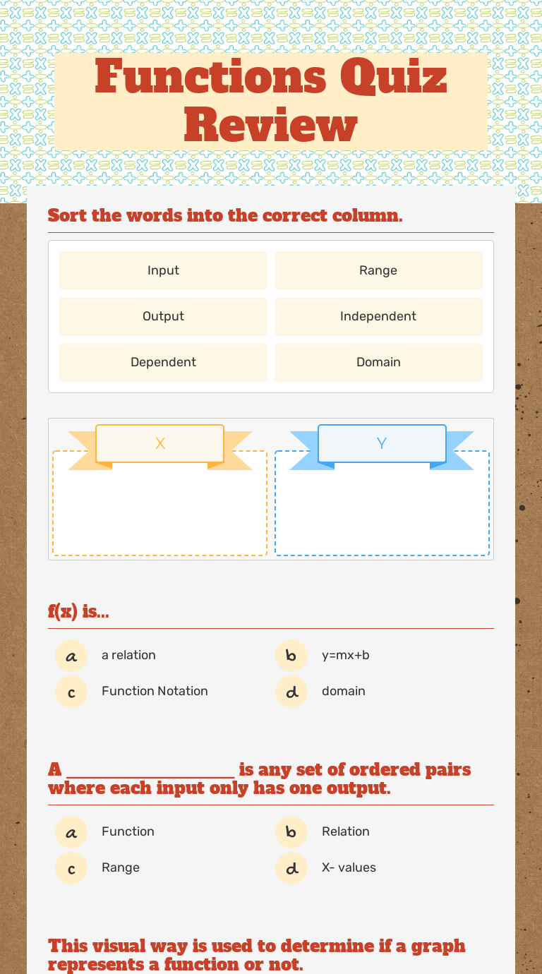 Functions Quiz Review | Interactive Worksheet by Elizabeth Baughan ...
