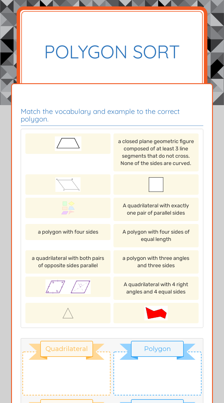Polygon sort | Interactive Worksheet by Hayden Thornton | Wizer.me