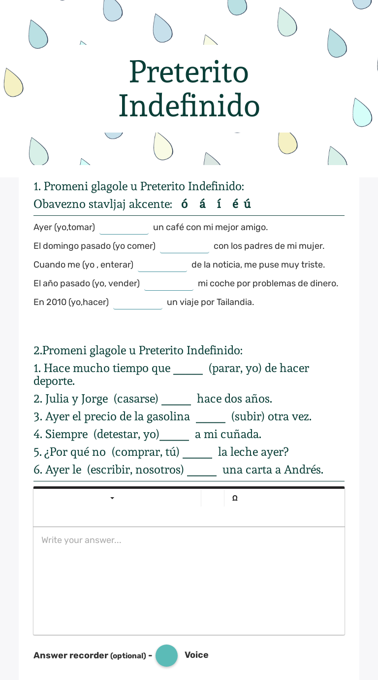 Preterito Indefinido | Interactive Worksheet by Anita Stankovic | Wizer.me