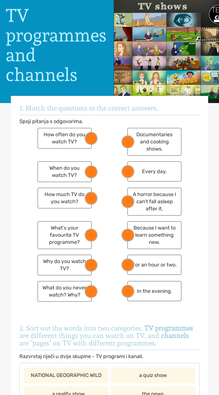 Tv Programmes Interactive Worksheet
