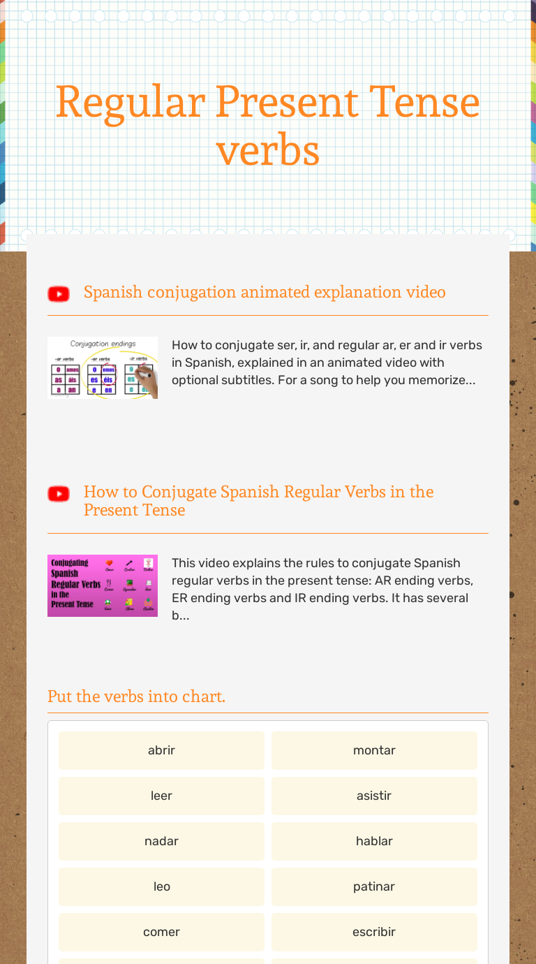 Regular Present Tense verbs | Interactive Worksheet by Marcela Babl ...