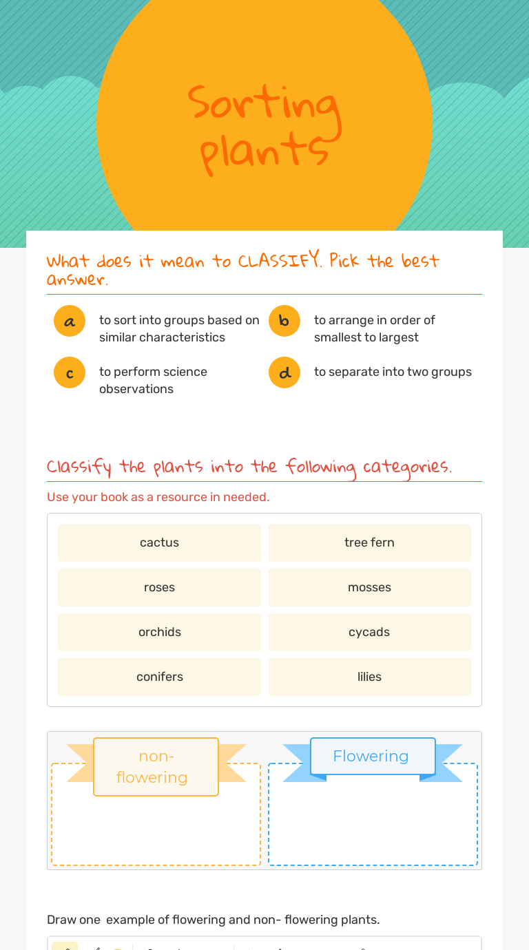 Sorting Plants By Type Worksheets For Kindergarten