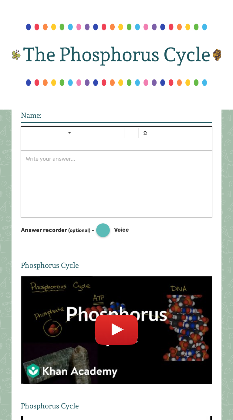 The Phosphorus Cycle by Kimberly Monroe | Interactive Worksheet | Wizer.me