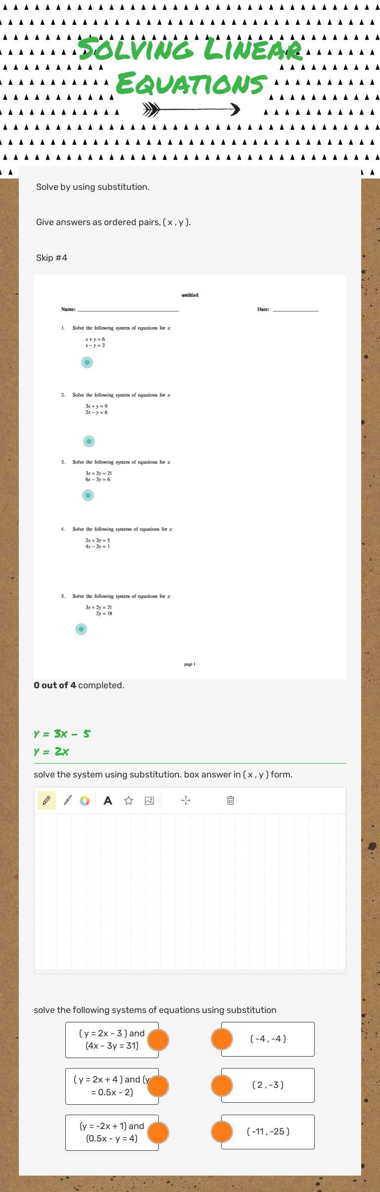 Solving Linear Equations by Blake Hernandez | Interactive Worksheet ...