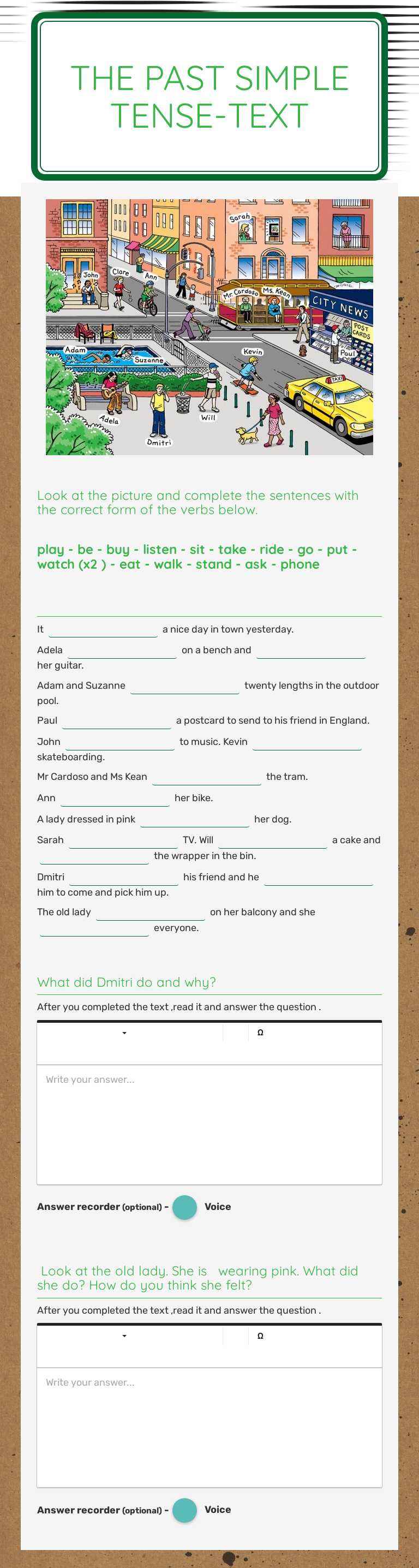 The past simple tense-text by Victoria Schenk | Interactive Worksheet ...