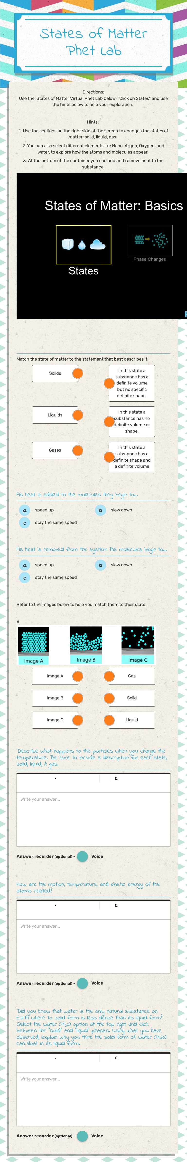 Dive into States of Matter with this PHET virtual lab! Explore solids ...
