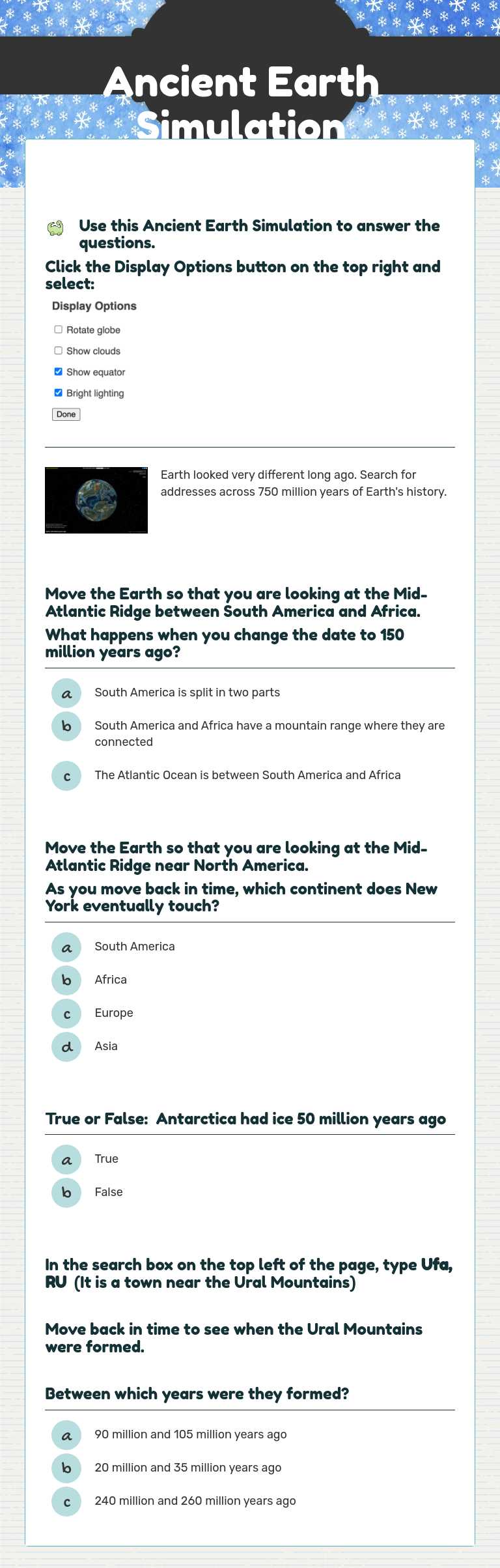 Explore Ancient Earth! Use a simulation to see continents drift and ...