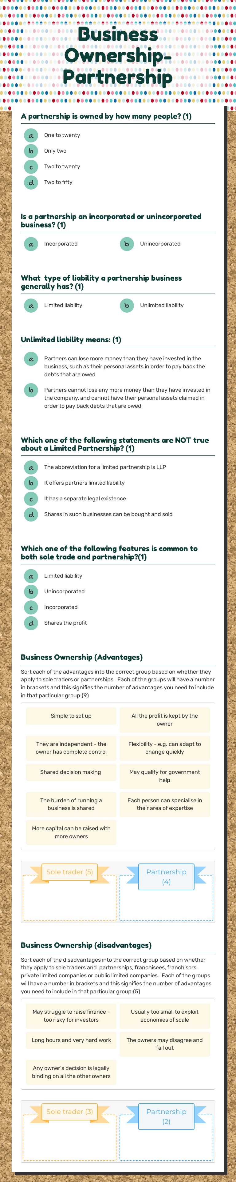Business Ownership-Partnership by Hetal Gowda [SJU] | Interactive ...