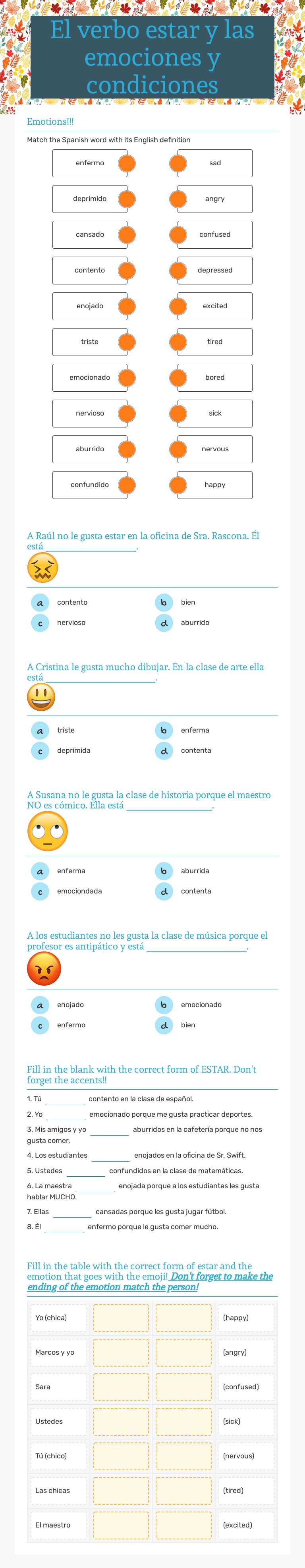 Master the Spanish verb 'estar' for emotions & conditions! Practice ...