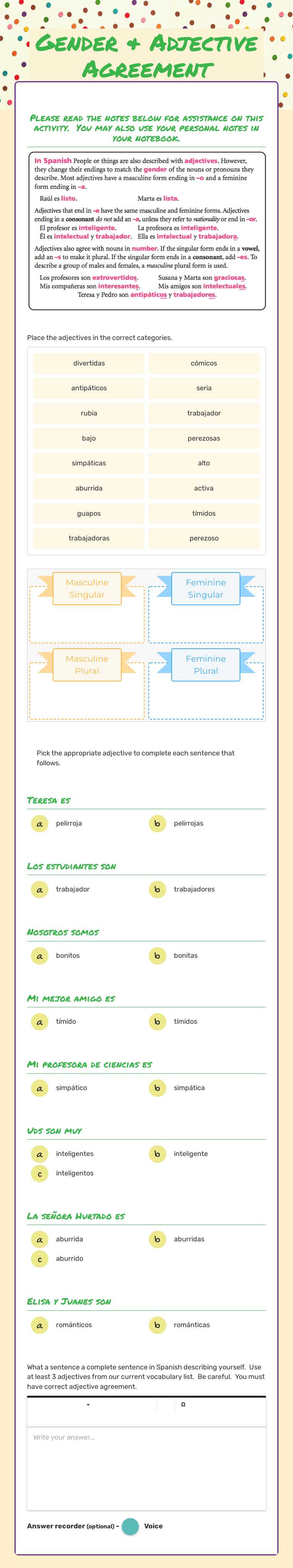 Master Spanish adjective agreement and conquer grammar challenges ...
