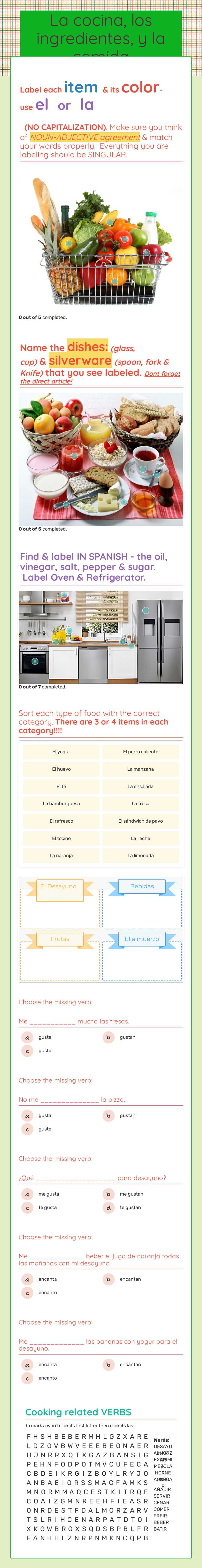 La cocina, los ingredientes, y la comida by Angie Stephenson ...