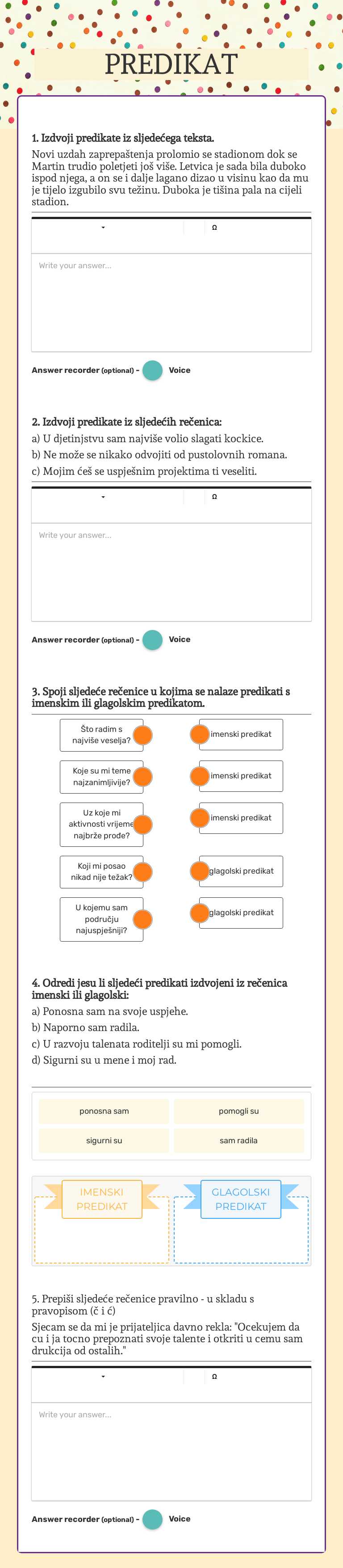 PREDIKAT by Katarina Duvnjak | Interactive Worksheet | Wizer.me