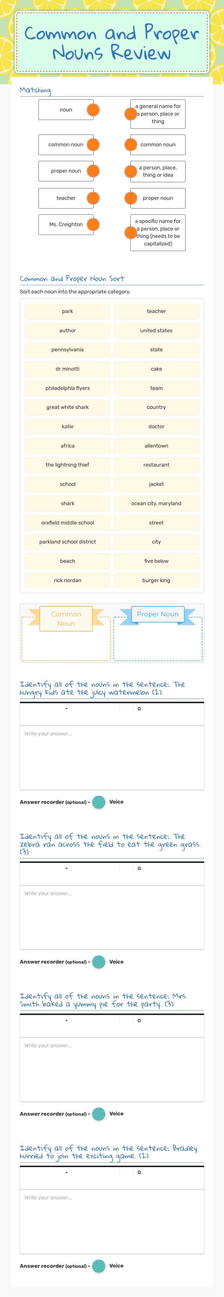 Common and Proper Nouns Review by Penny Chuchian | Interactive ...