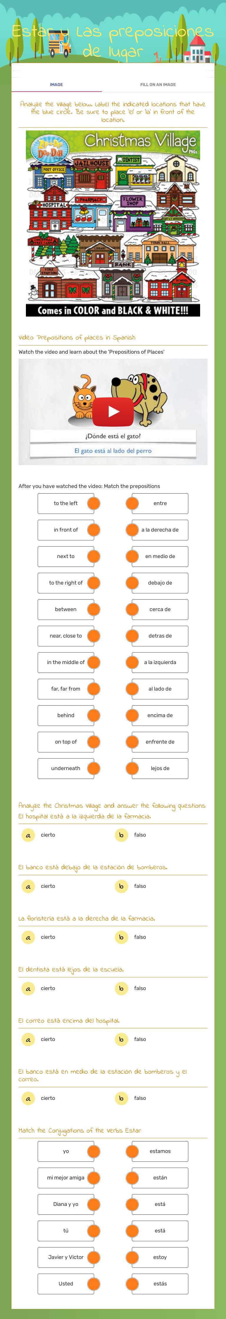 Master Spanish 'estar' and prepositions of place with this village map ...