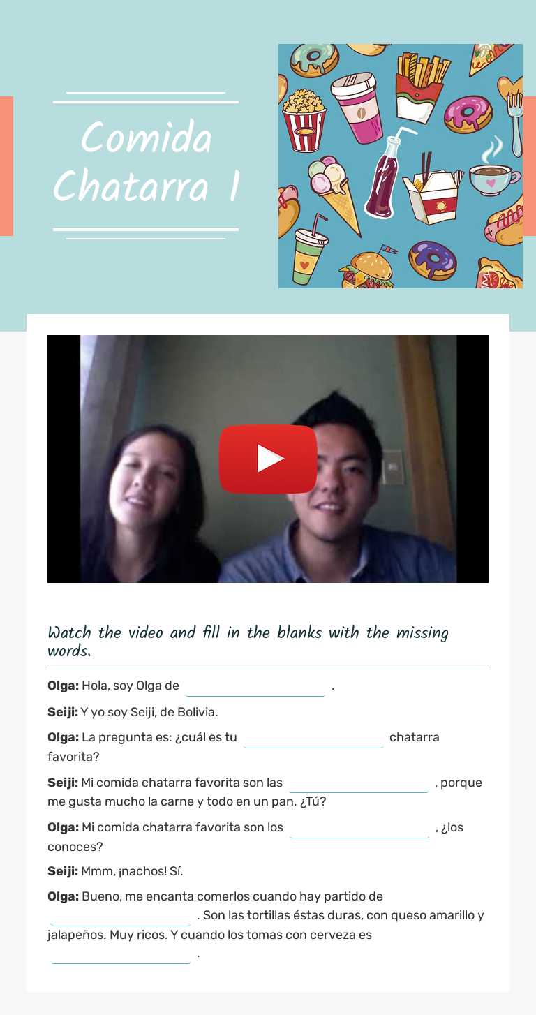 Level up your Spanish! Learn "comida chatarra" vocabulary and practice ...
