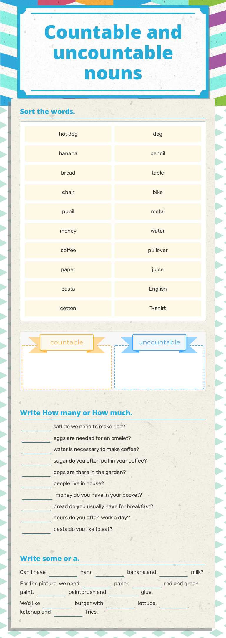 Countable and uncountable nouns by Helena Gustović Ljubić | Interactive ...