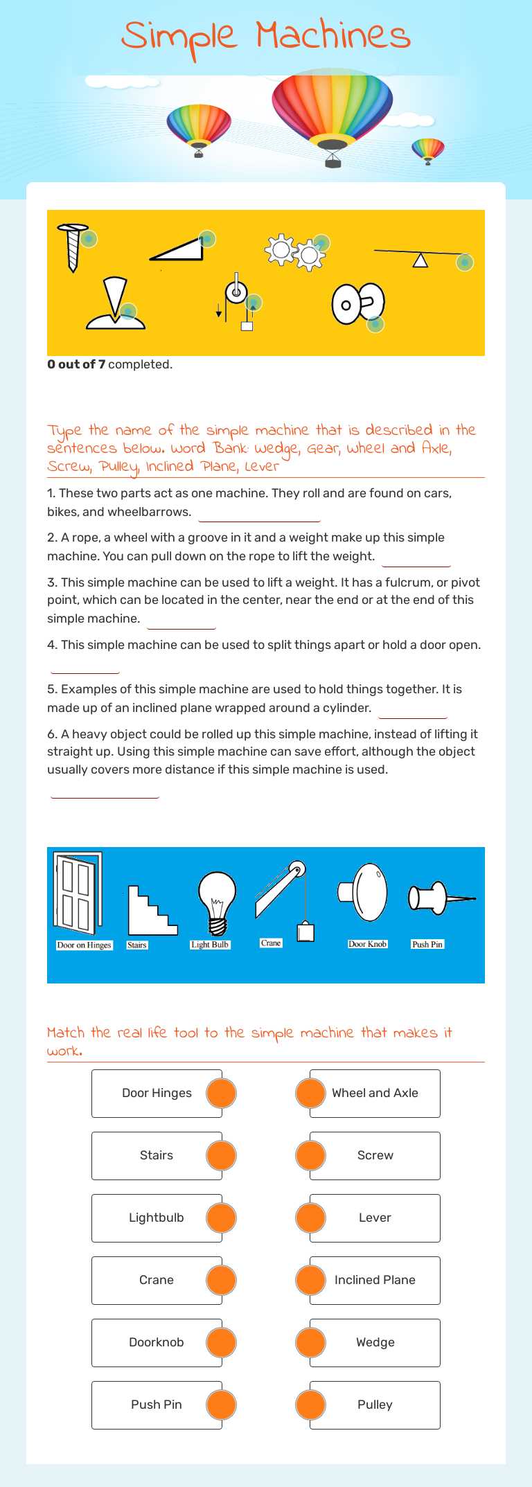 Simple Machines by Emily Boyd | Interactive Worksheet | Wizer.me