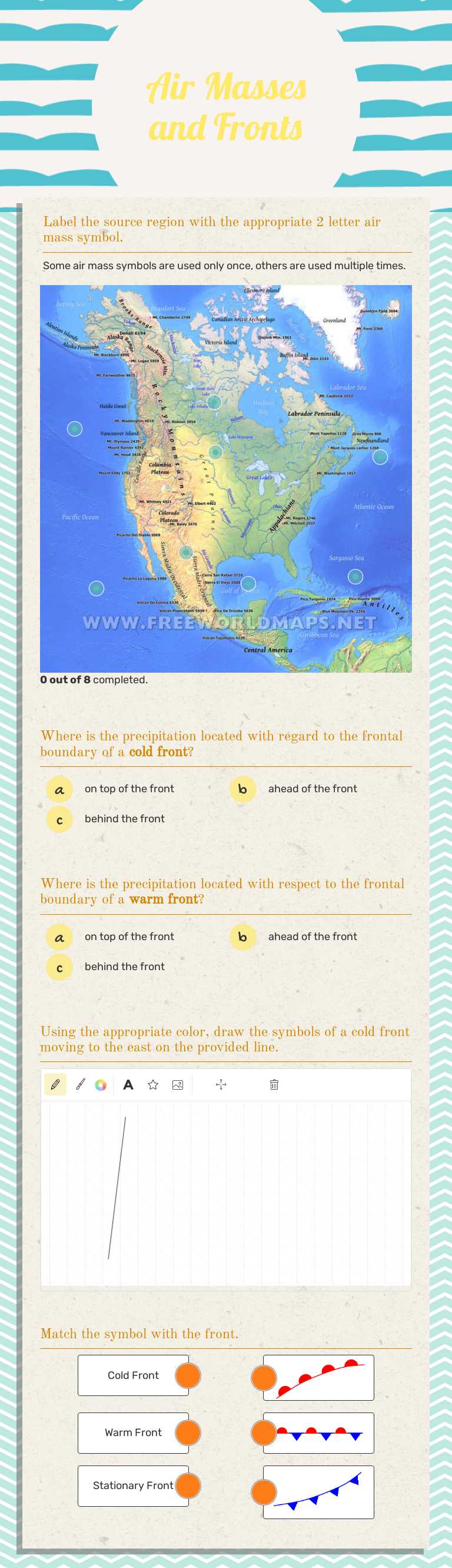 Air Masses and Fronts by Danielle DeSimone | Interactive Worksheet ...
