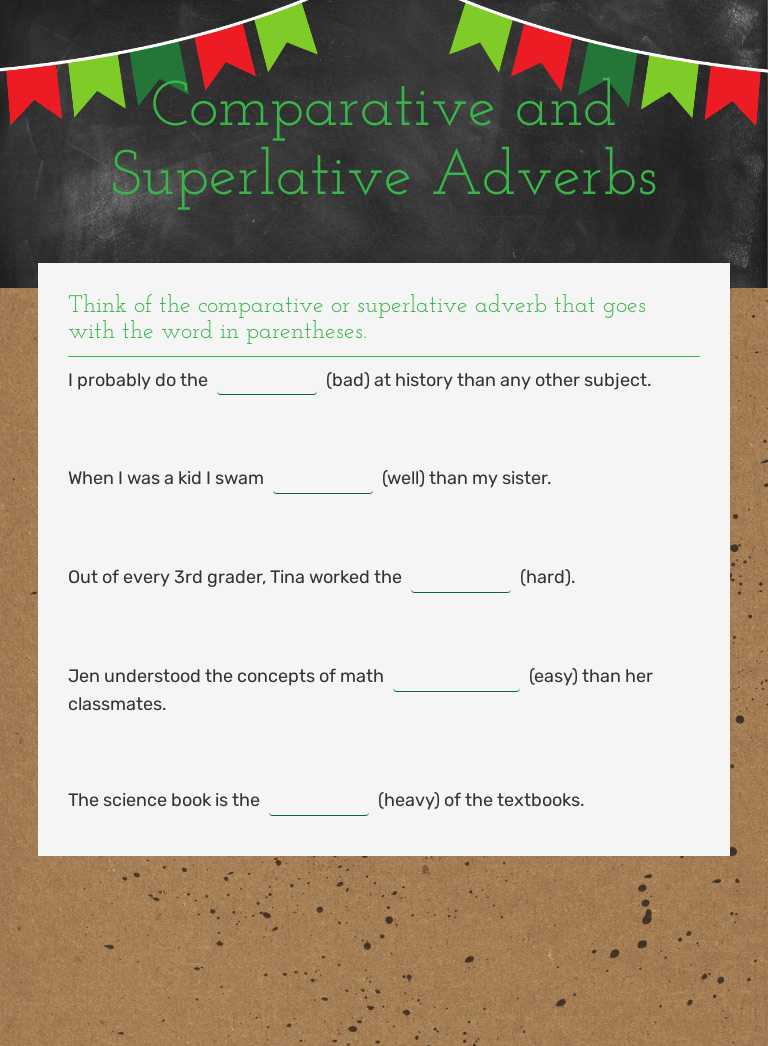 Master comparative and superlative adverbs! Practice forming and ...