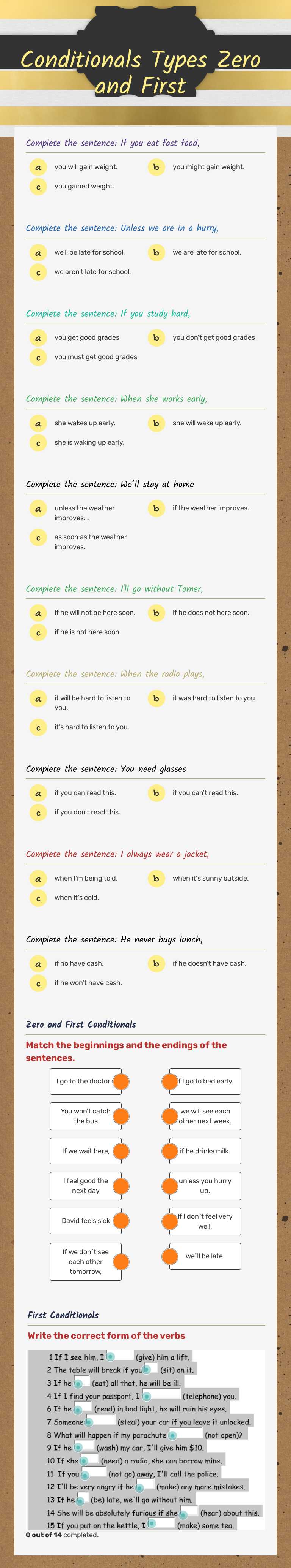 Conditionals Types Zero and First by Karen Finklestone | Interactive ...
