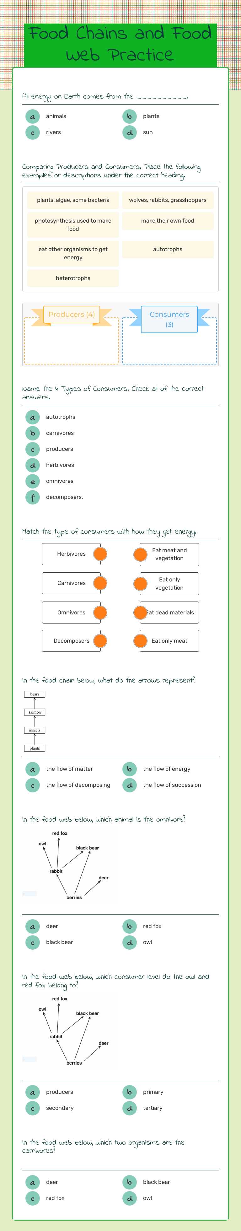 Food Chains and Food Web Practice by Ashley Cody | Interactive ...