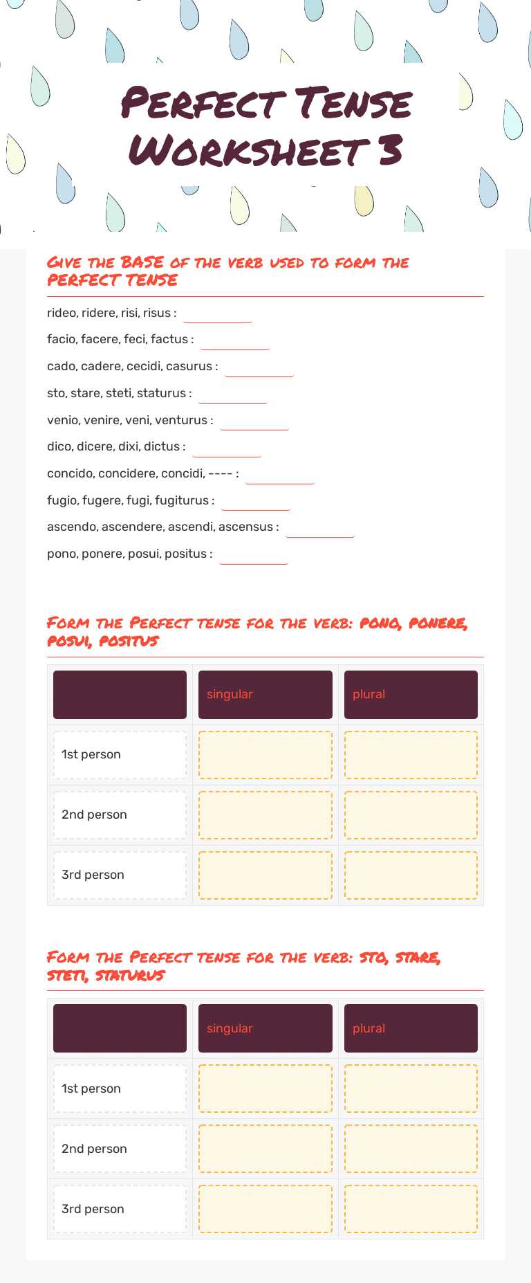 Master Latin's perfect tense! Practice identifying verb bases and ...