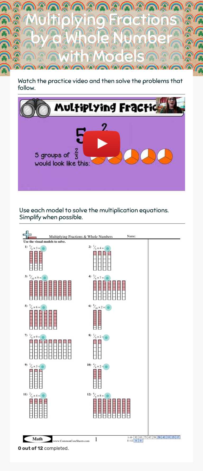Master fraction multiplication with whole numbers using visual models ...