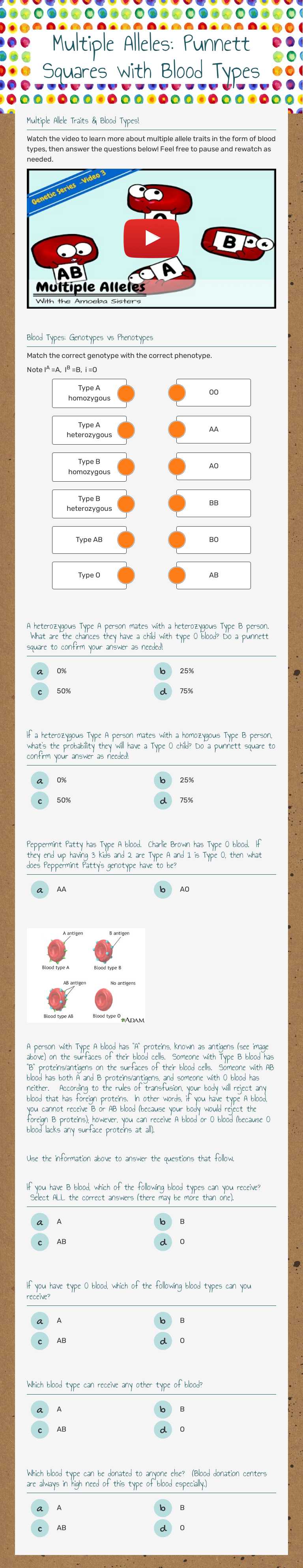 Unlock the secrets of blood type genetics! Practice Punnett squares ...