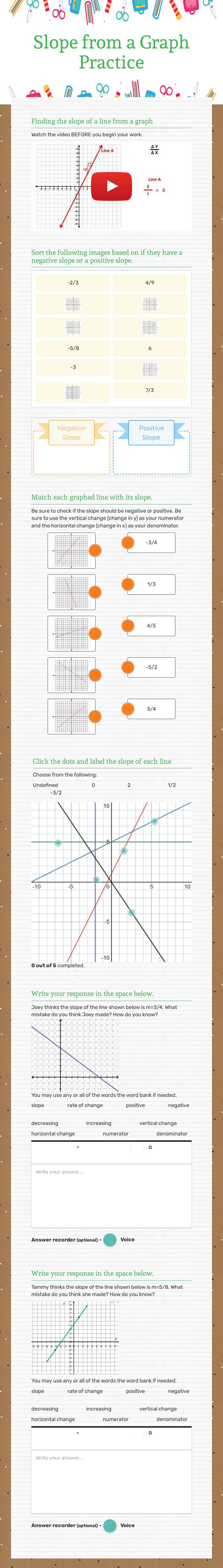 Slope from a Graph Practice by Carmen Wilson | Interactive Worksheet ...