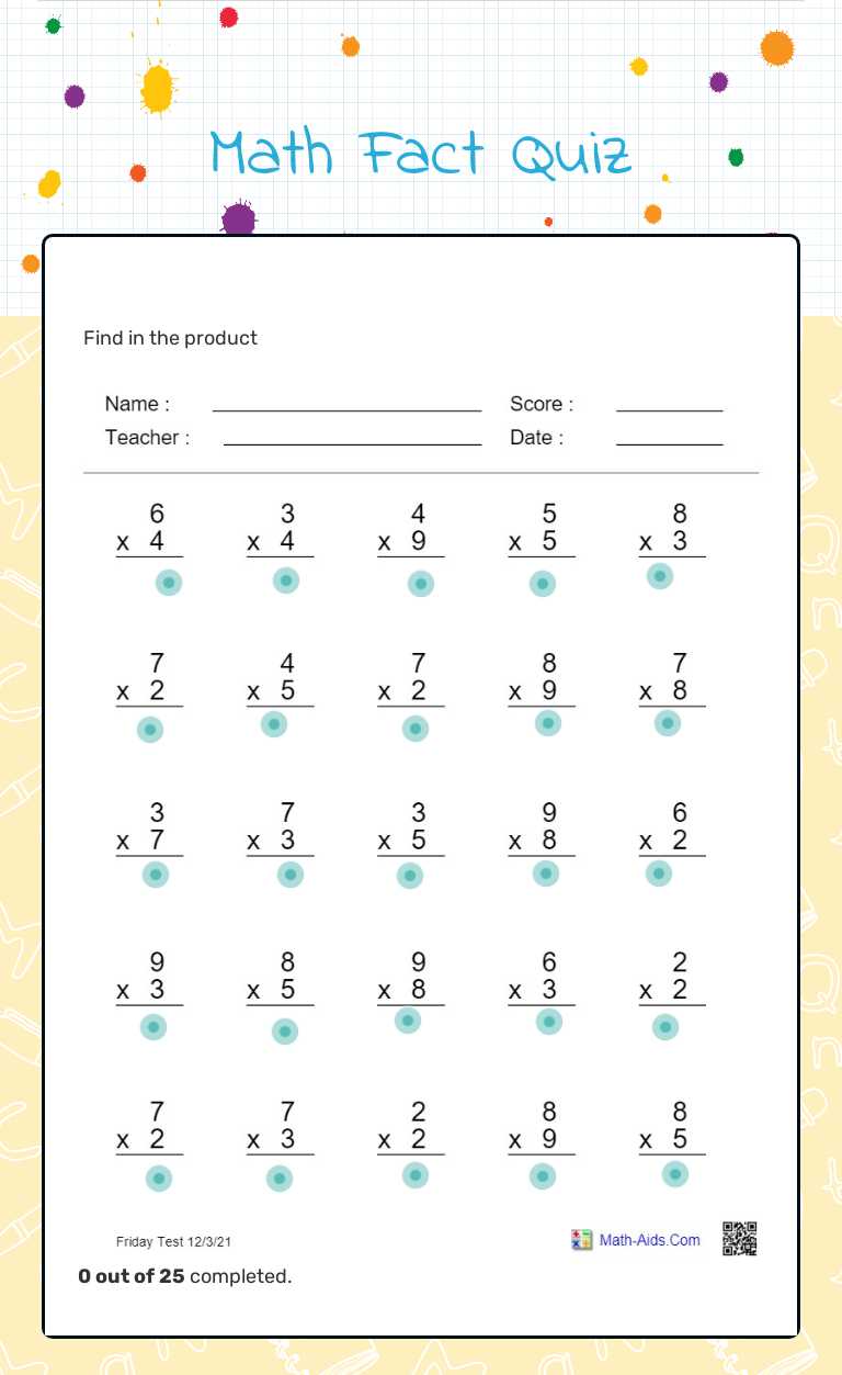 Master multiplication with our quick Math Fact Quiz! Practice essential ...
