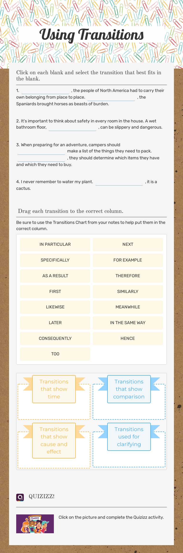 Improve your writing with transition words! Learn to use them ...