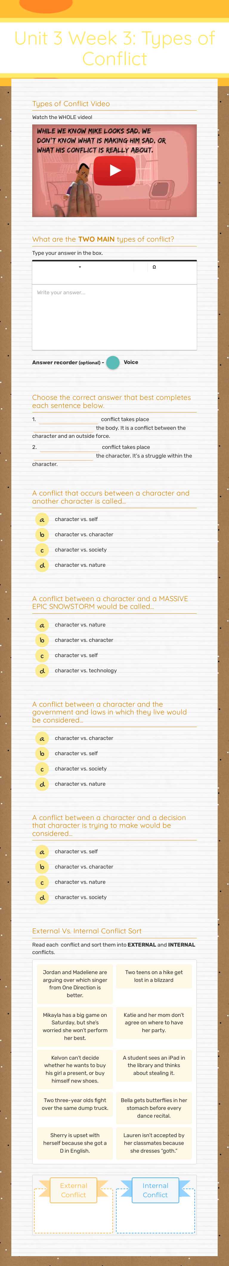 Unit 3 Week 3: Types of Conflict by Sharon Hedrick | Interactive ...