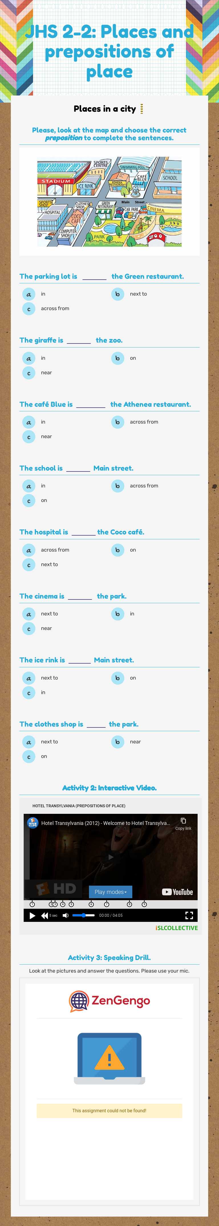 JHS 2-2: Places and prepositions of place by Eugene Abrahams ...