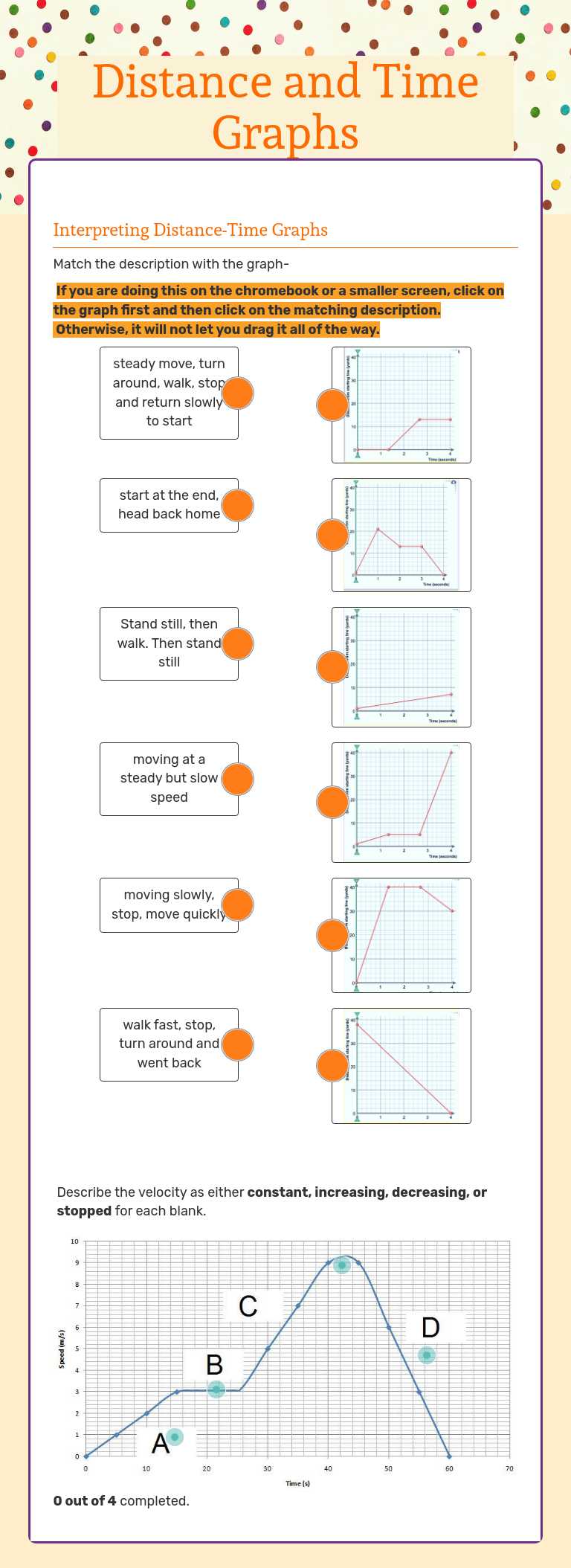 Distance and Time Graphs by Shayna Aspinwall | Interactive Worksheet ...